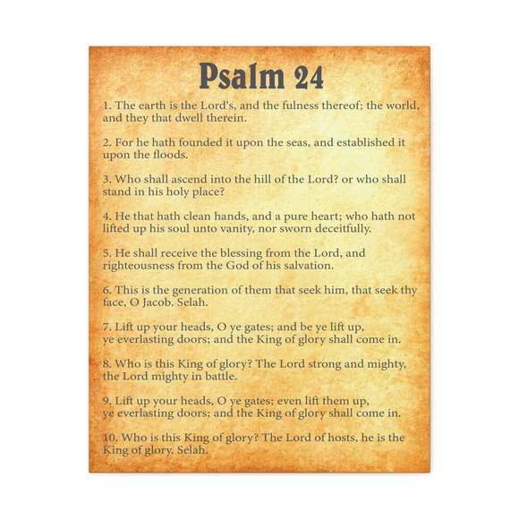 Express Your Love Gifts | Art | Scripture Sign Psalm 24 Chapter Gold Bible Canvas Christian Wall ...